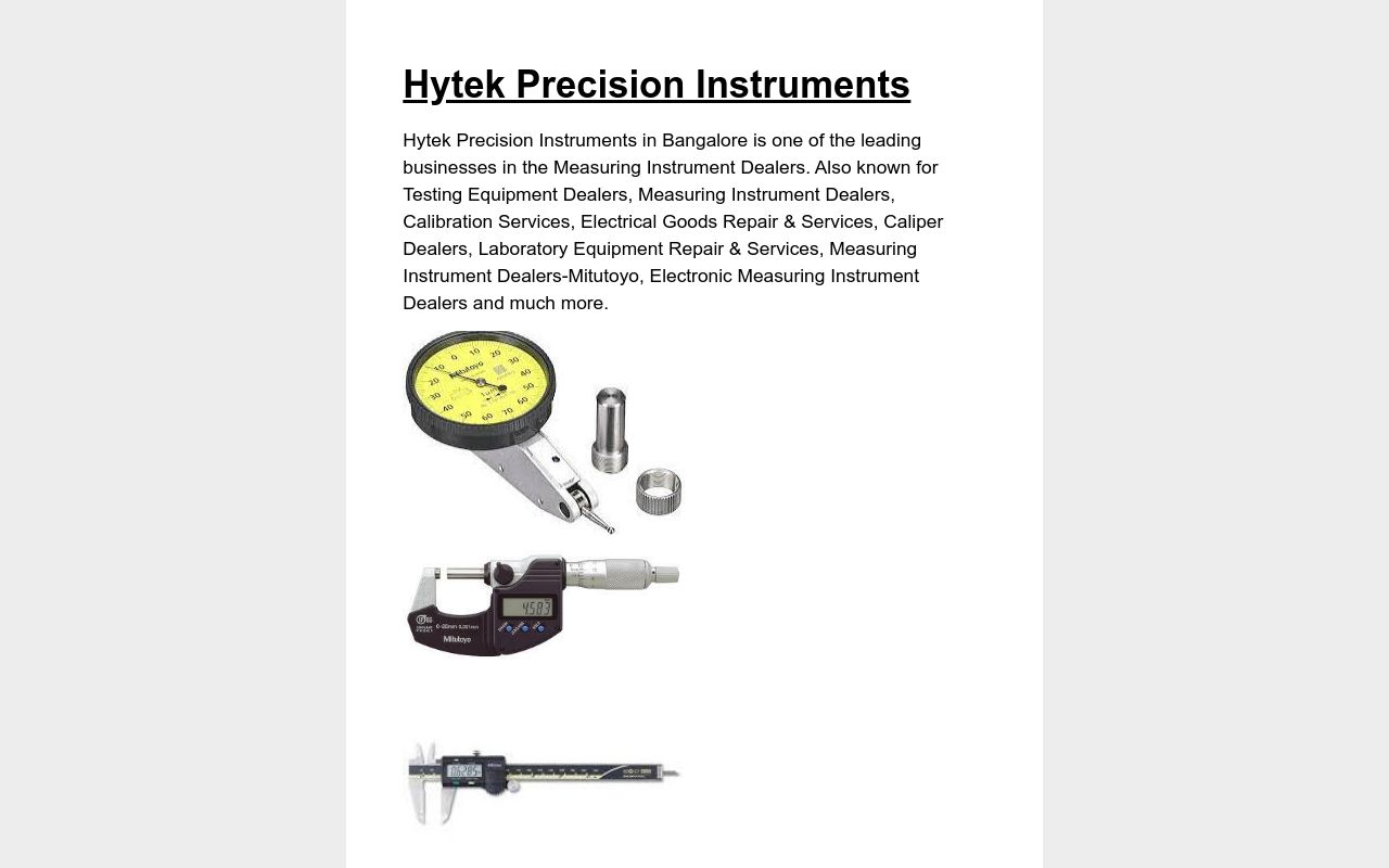Mitutoyo Measuring Instruments Dealers in Peenya, Bangalore